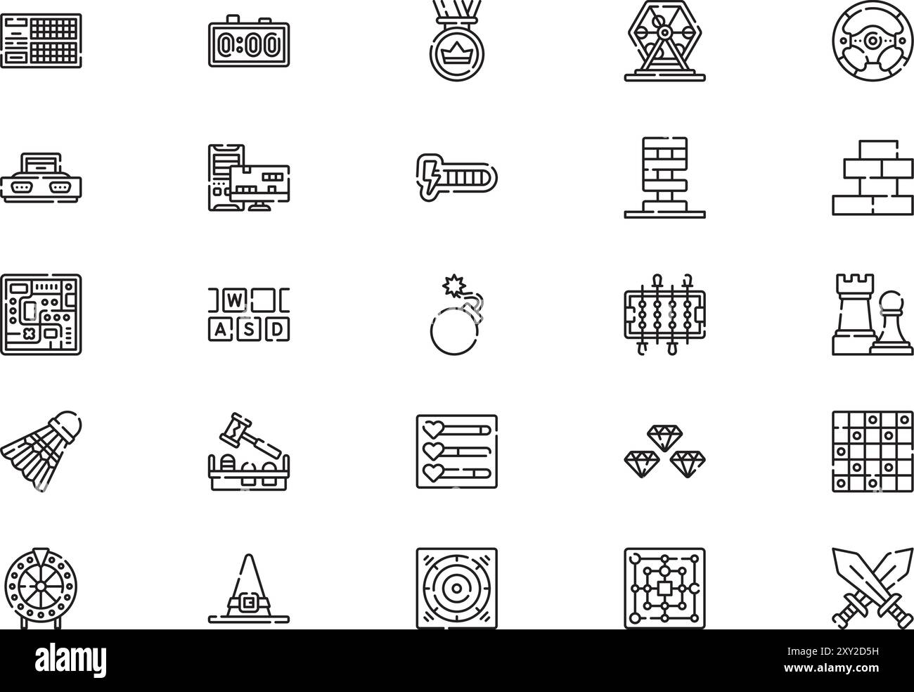 Games icons collection is a vector illustration with editable stroke ...