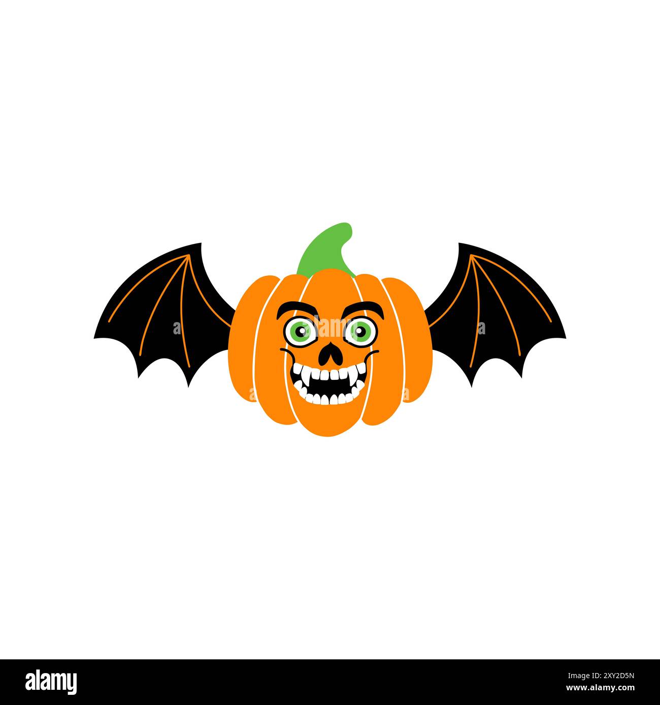 Fun Halloween pumpkin with bat wings on white background Stock Vector ...