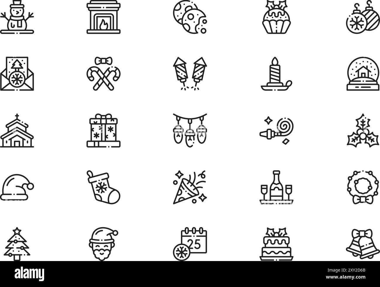 Christmas party icons collection is a vector illustration with editable stroke Stock Vector ...