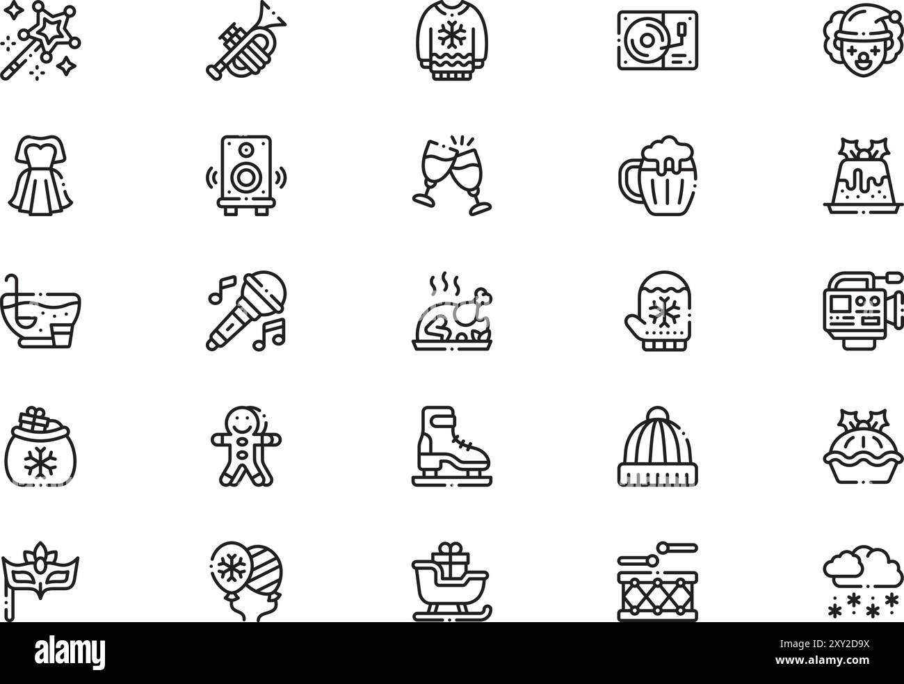 Christmas party icons collection is a vector illustration with editable stroke Stock Vector ...