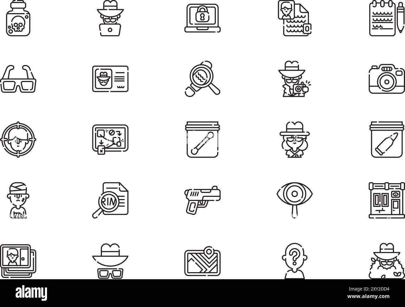 Private detective icons collection is a vector illustration with ...