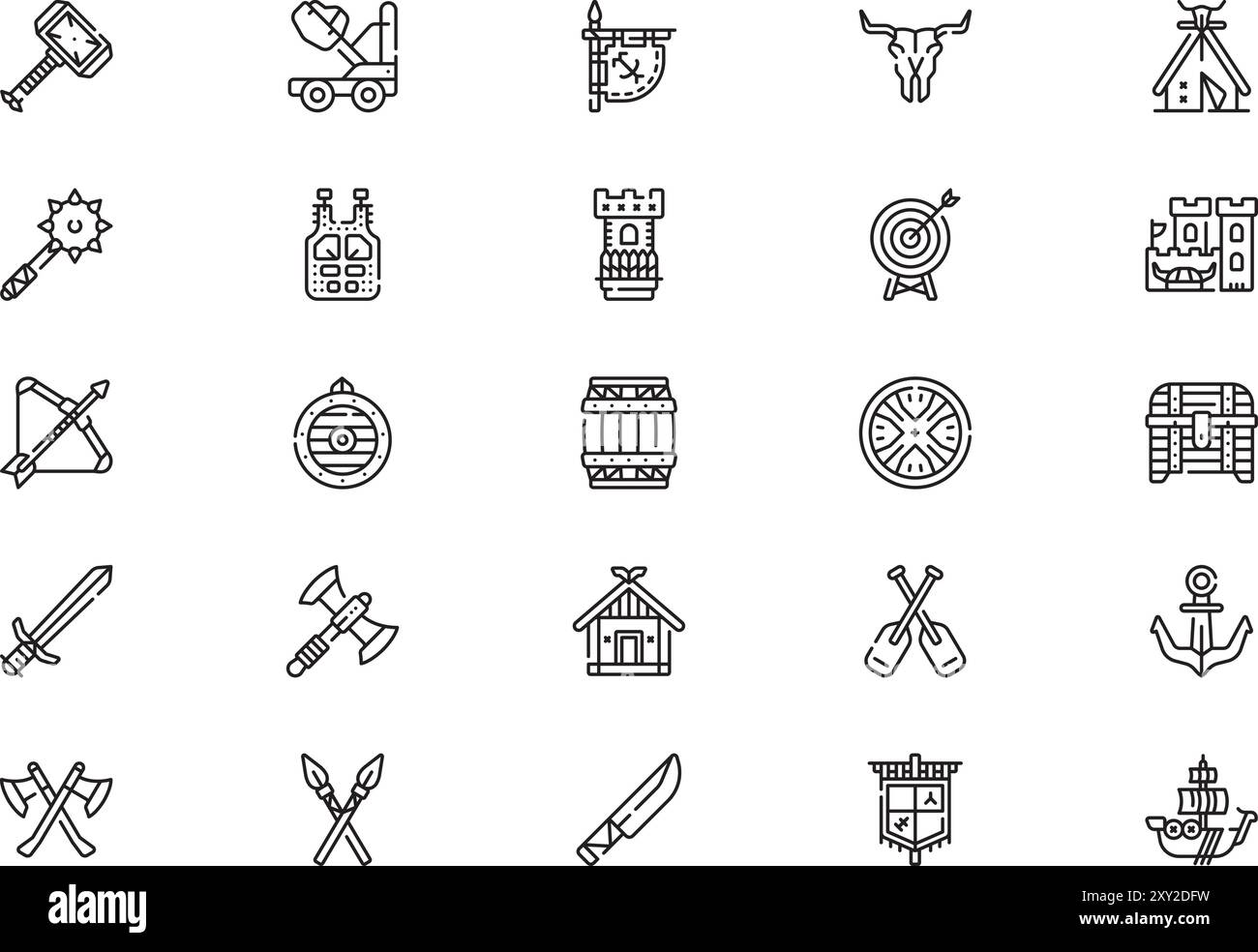 Viking icons collection is a vector illustration with editable stroke ...