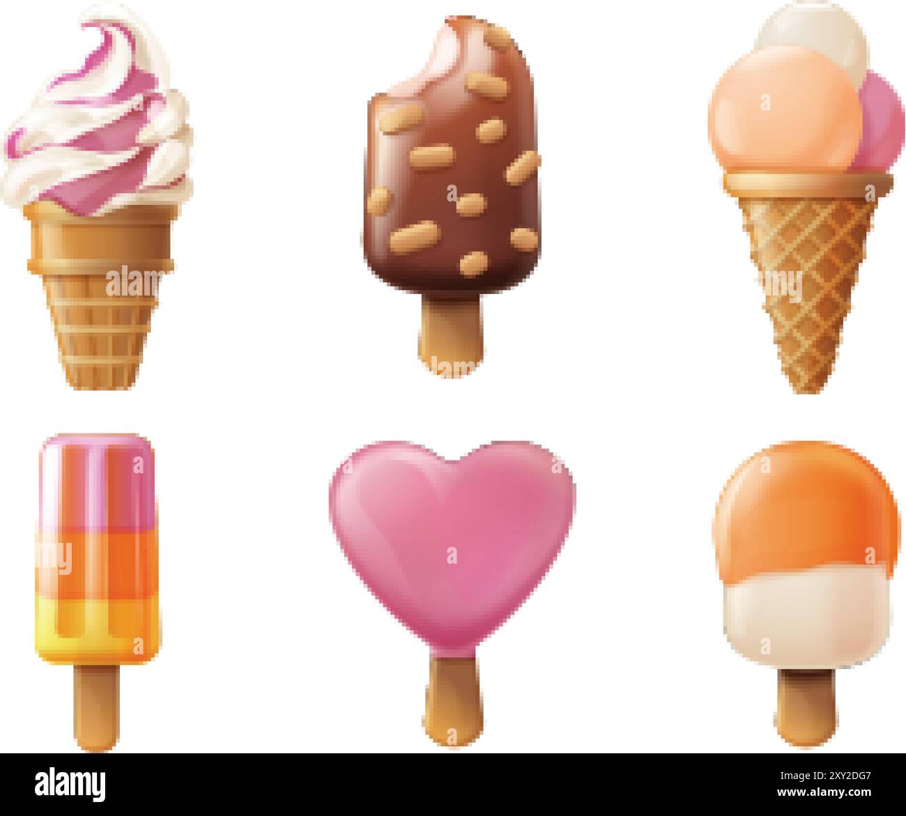 3d ice creams. Soft icecream waffle cone popsicle swirl twist eskimo ...