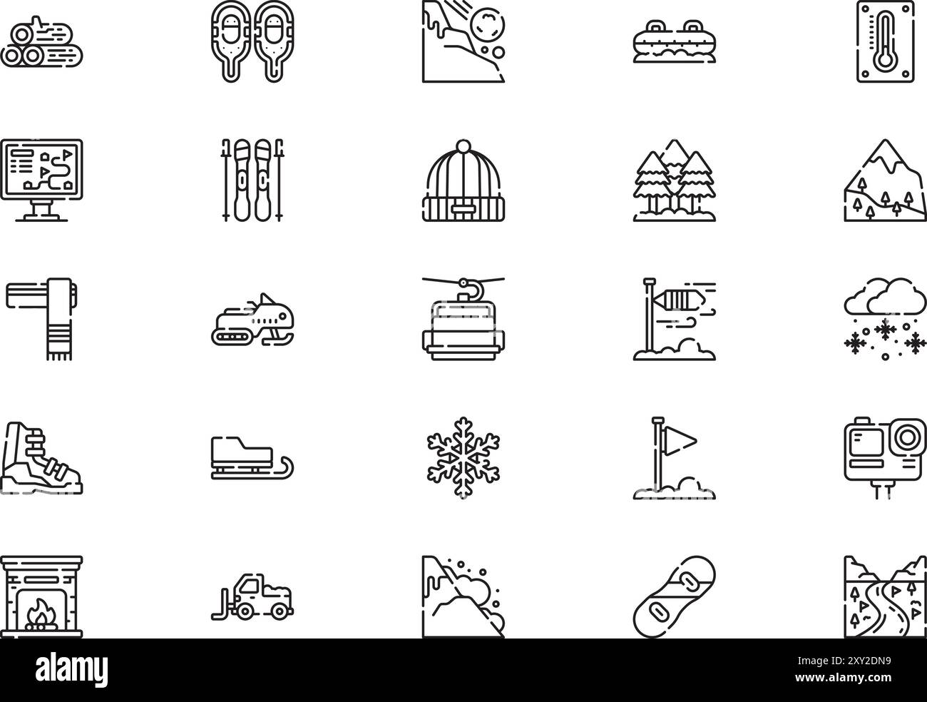 Ski resort icons collection is a vector illustration with editable ...