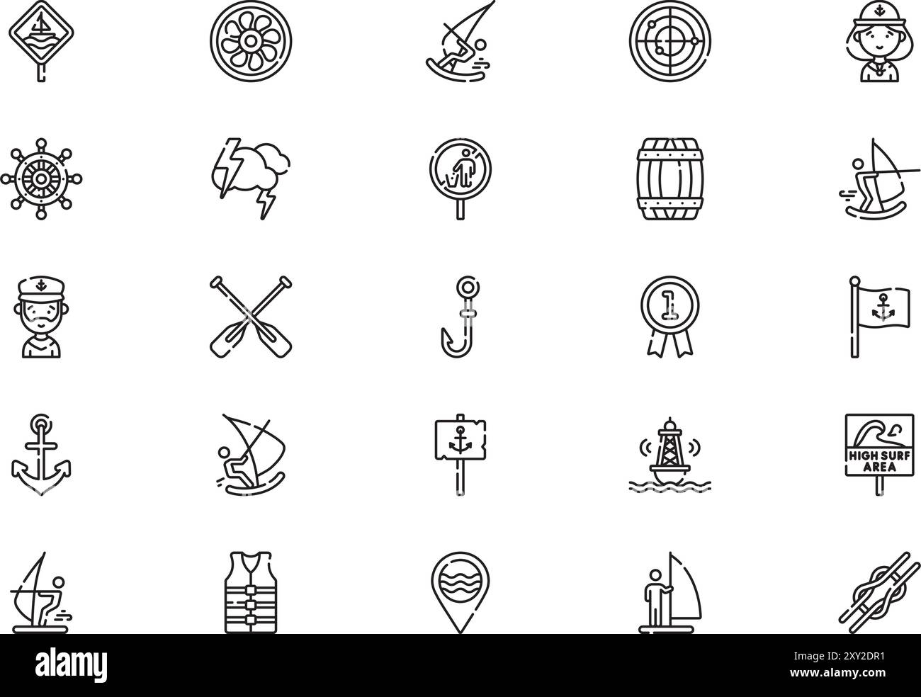 Sailing icons collection is a vector illustration with editable stroke ...