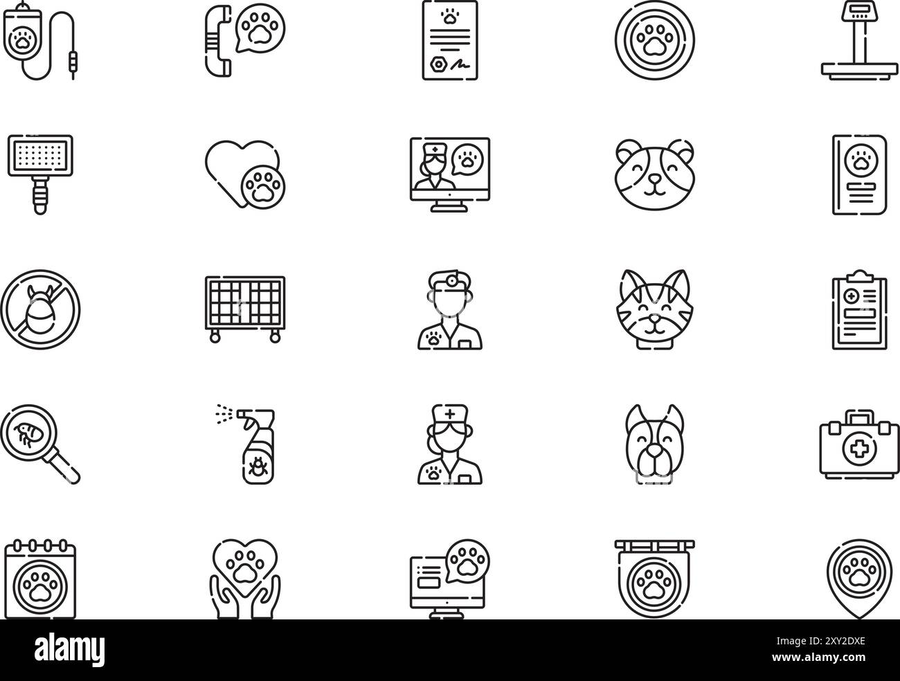 Veterinary icons collection is a vector illustration with editable ...