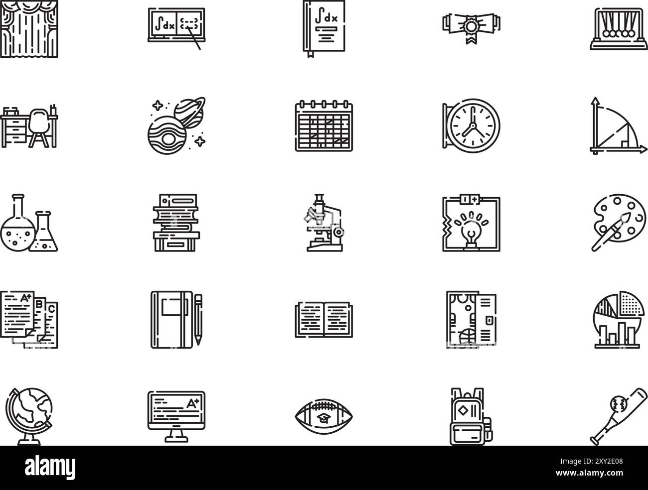 High school icons collection is a vector illustration with editable stroke Stock Vector Image ...