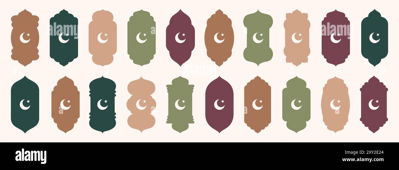 Shape Islamic door and window silhouette Arabic arch with symbols ...