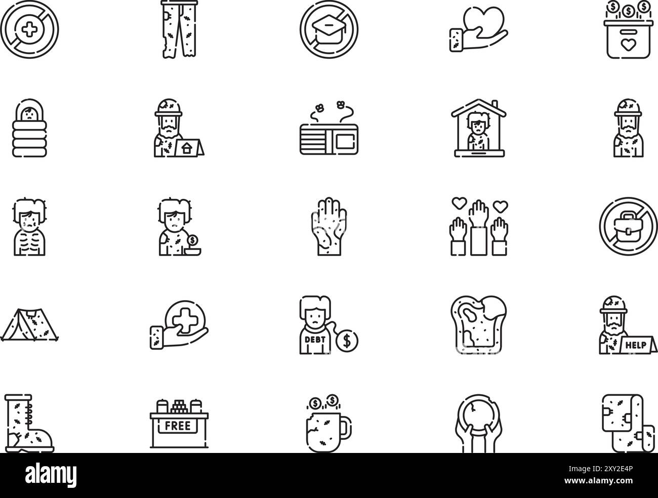 Poverty icons collection is a vector illustration with editable stroke ...