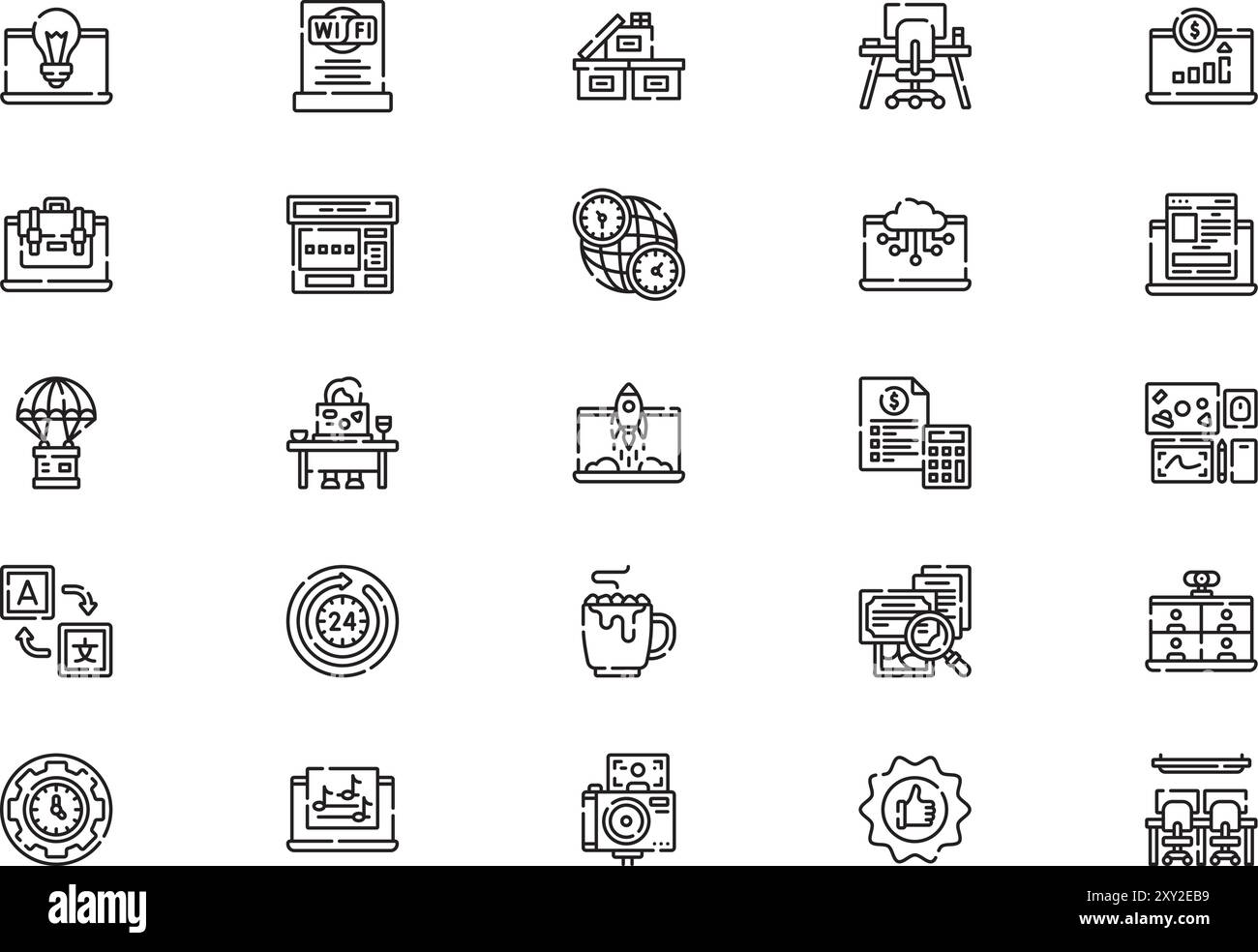Digital nomad icons collection is a vector illustration with editable stroke Stock Vector Image ...