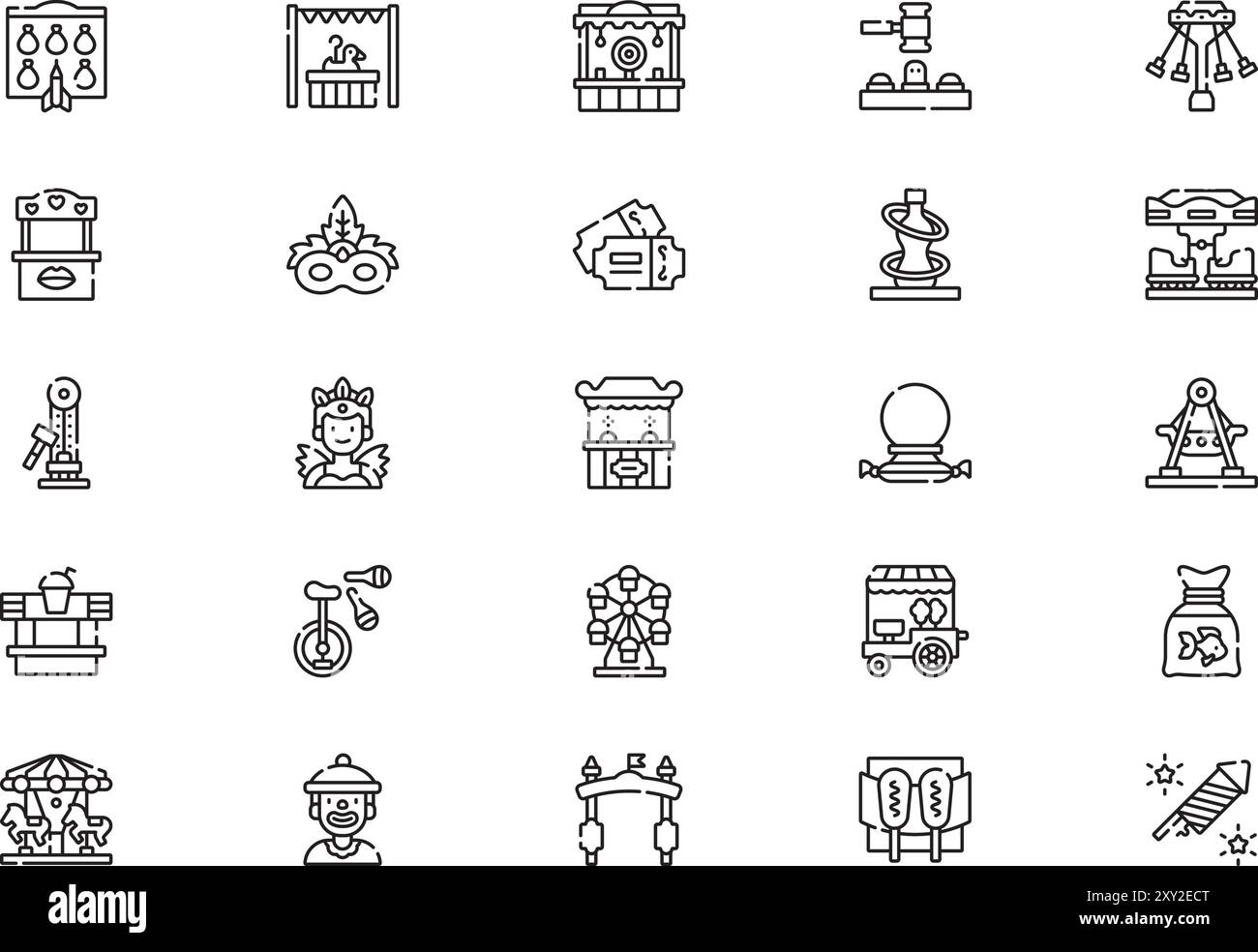 Fair icons collection is a vector illustration with editable stroke ...