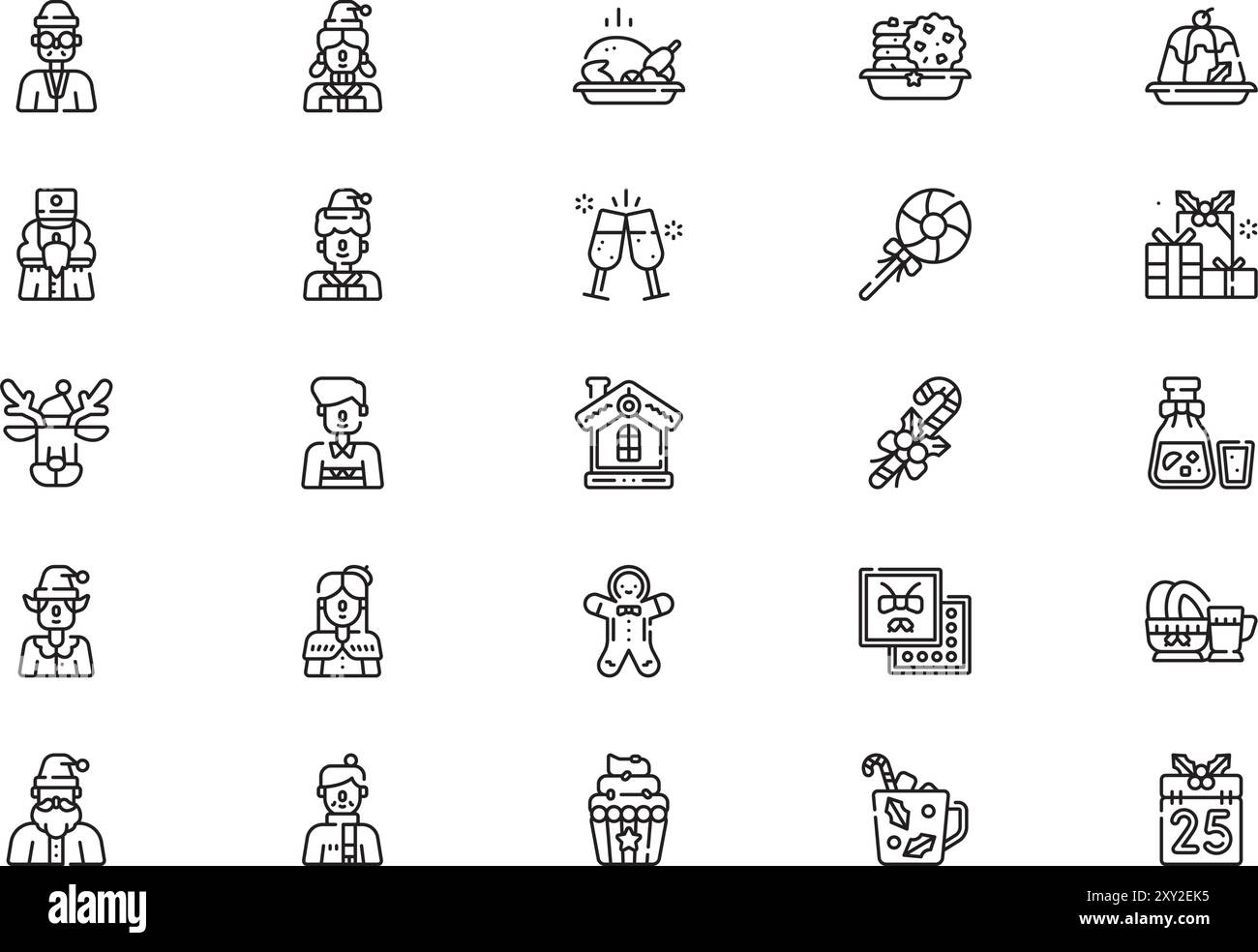 Christmas party icons collection is a vector illustration with editable stroke Stock Vector ...