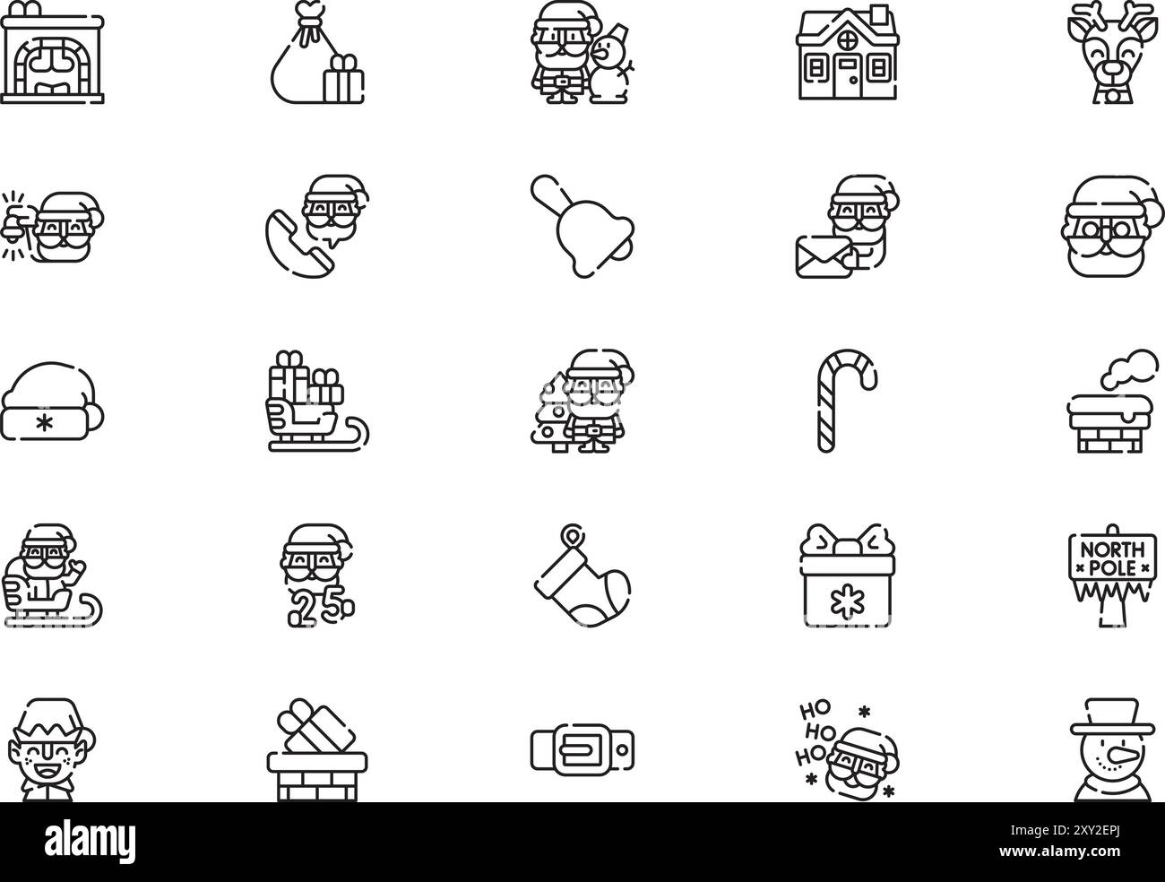 Santa claus icons collection is a vector illustration with editable ...