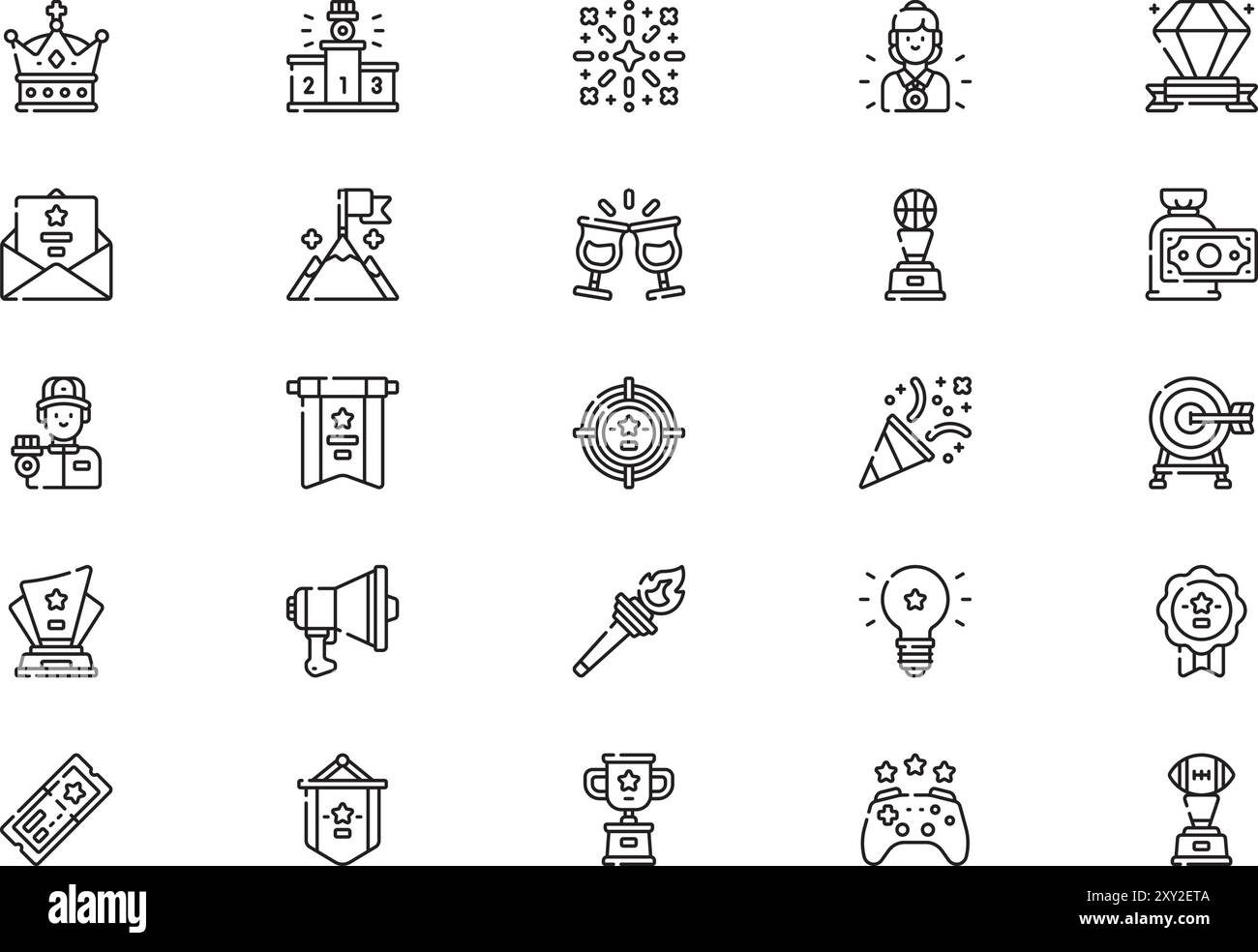 Winning icons collection is a vector illustration with editable stroke ...