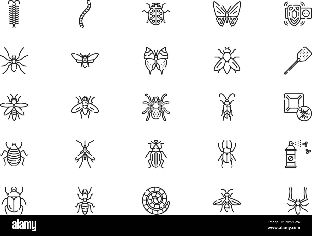 Insects icons collection is a vector illustration with editable stroke ...