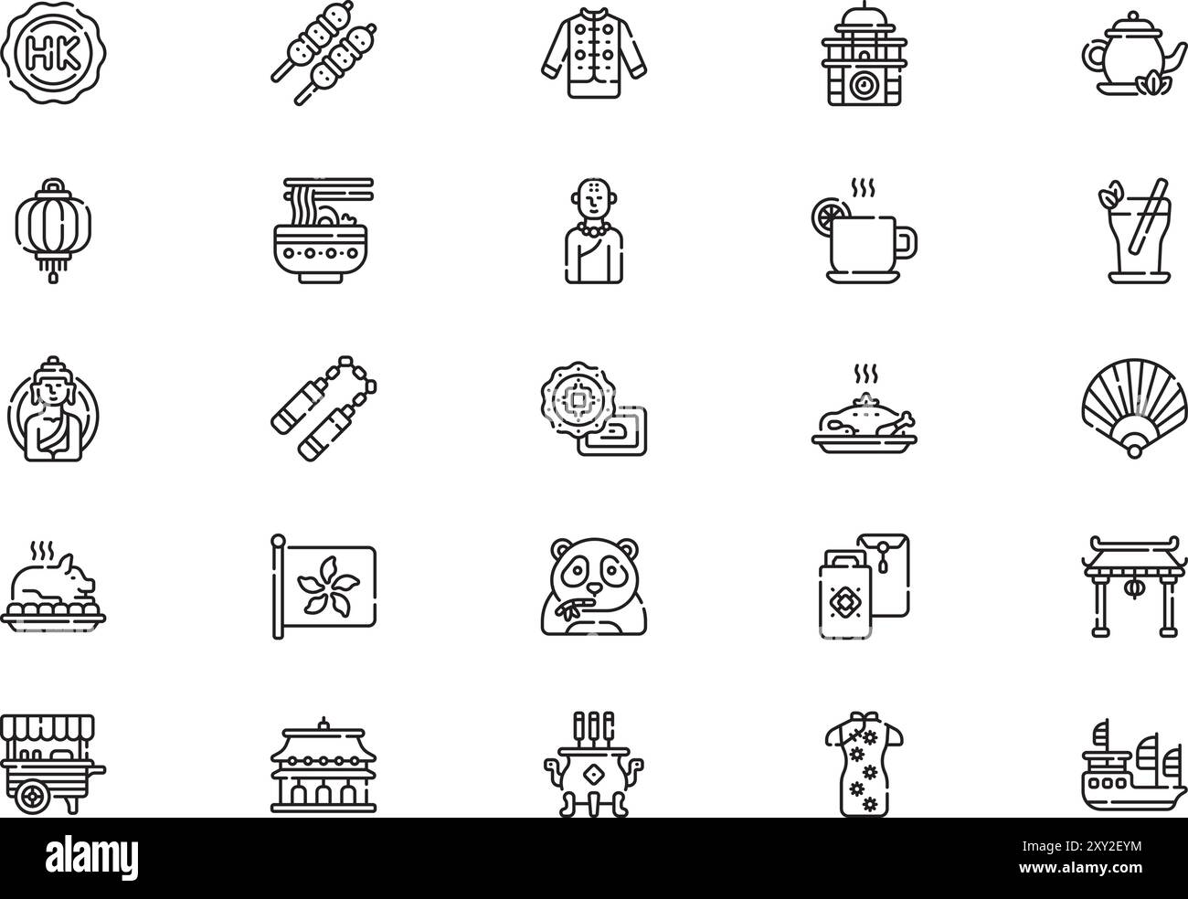 Hong kong icons collection is a vector illustration with editable ...