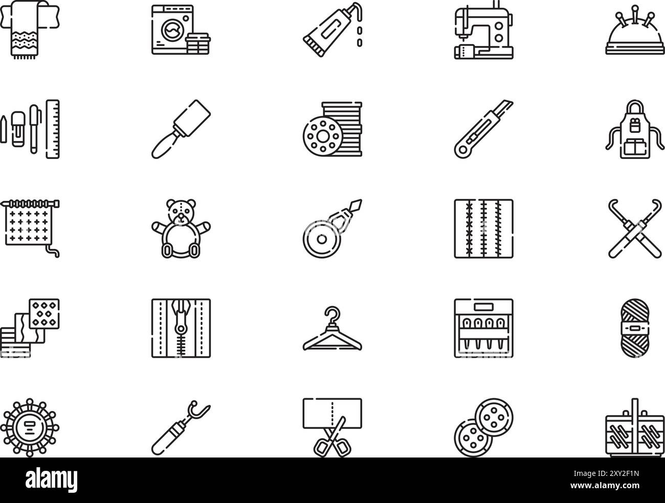 Sewing icons collection is a vector illustration with editable stroke ...