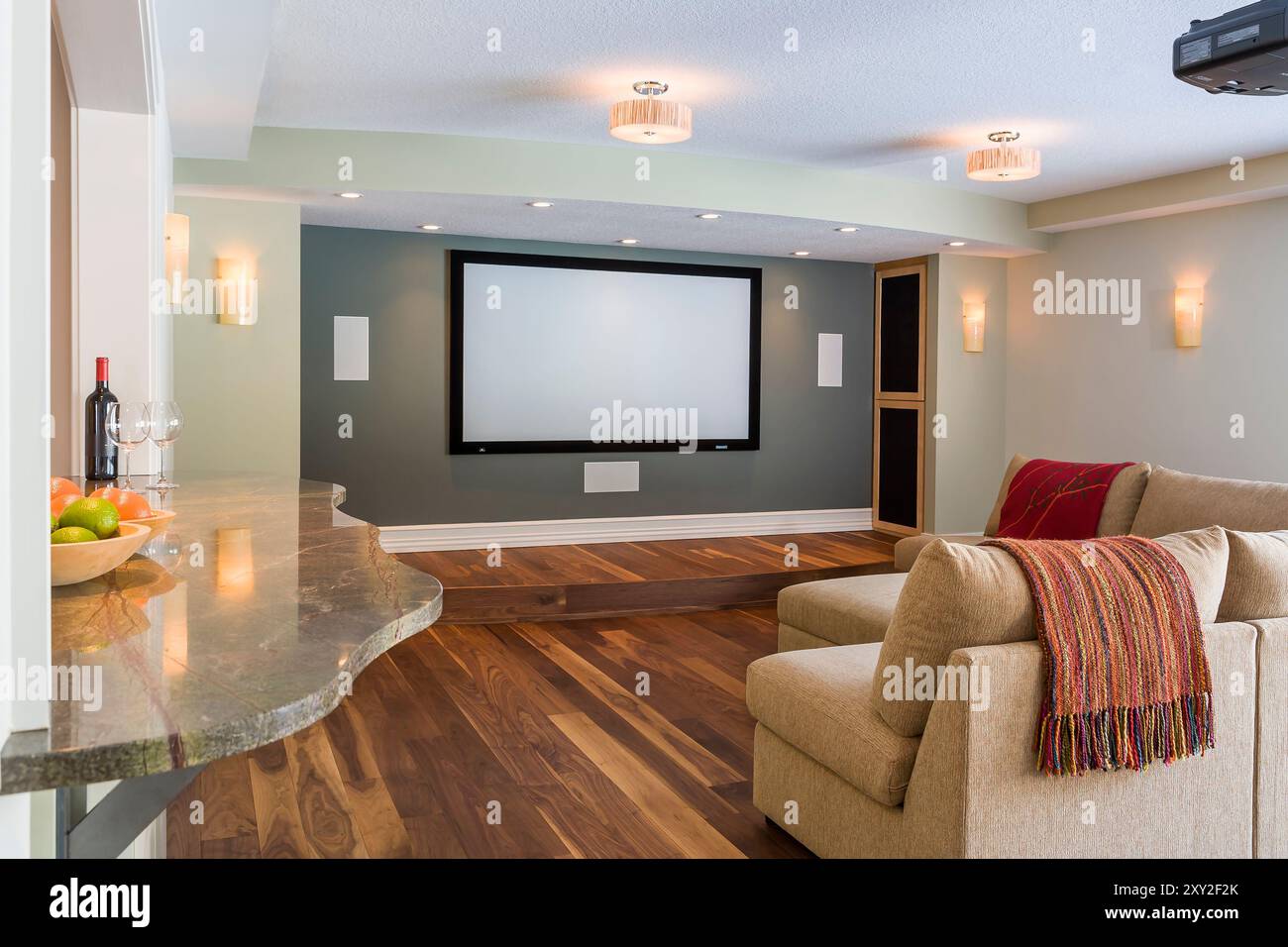Large screen on wall for watching television hi-res stock photography ...
