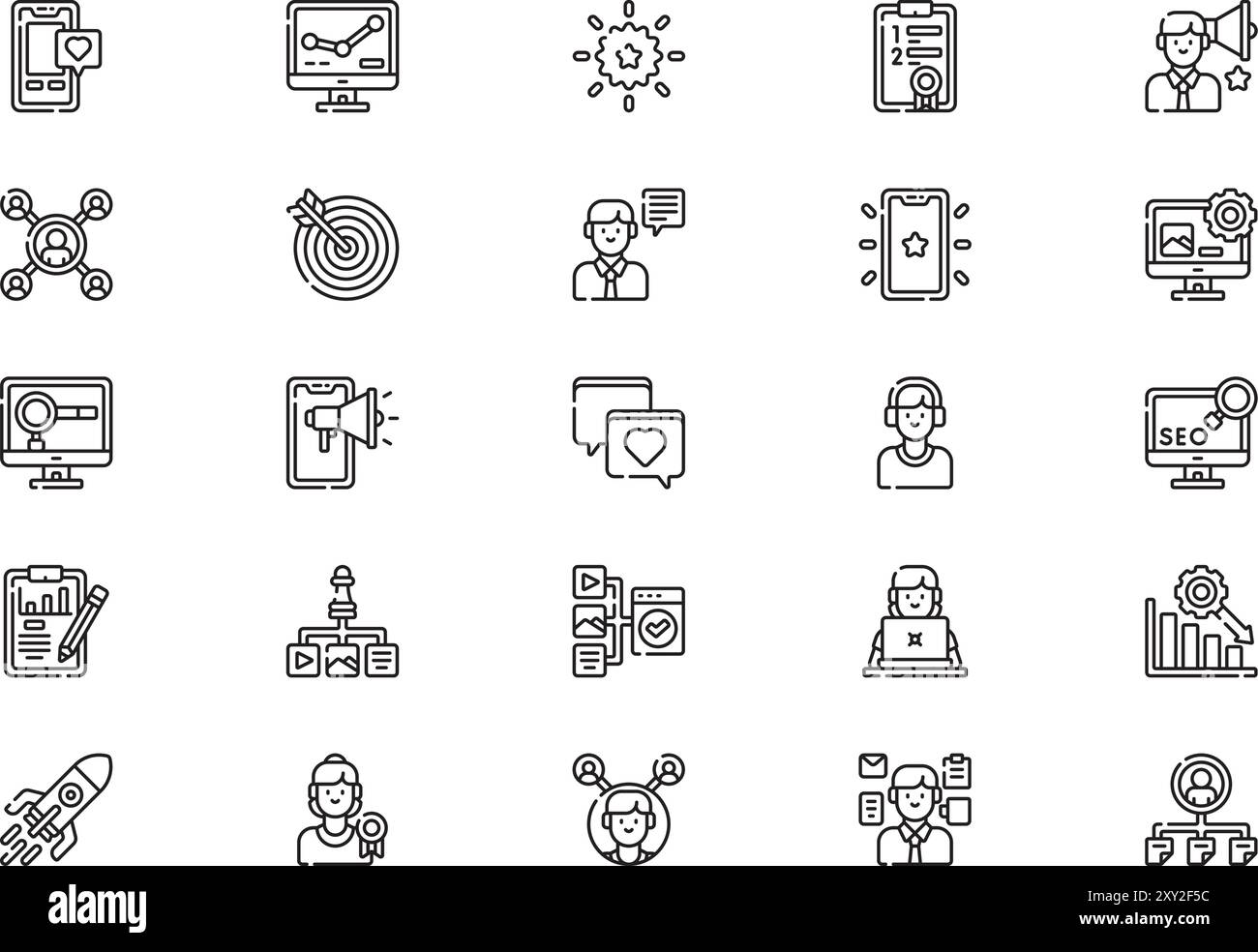 Community manager icons collection is a vector illustration with editable stroke Stock Vector ...