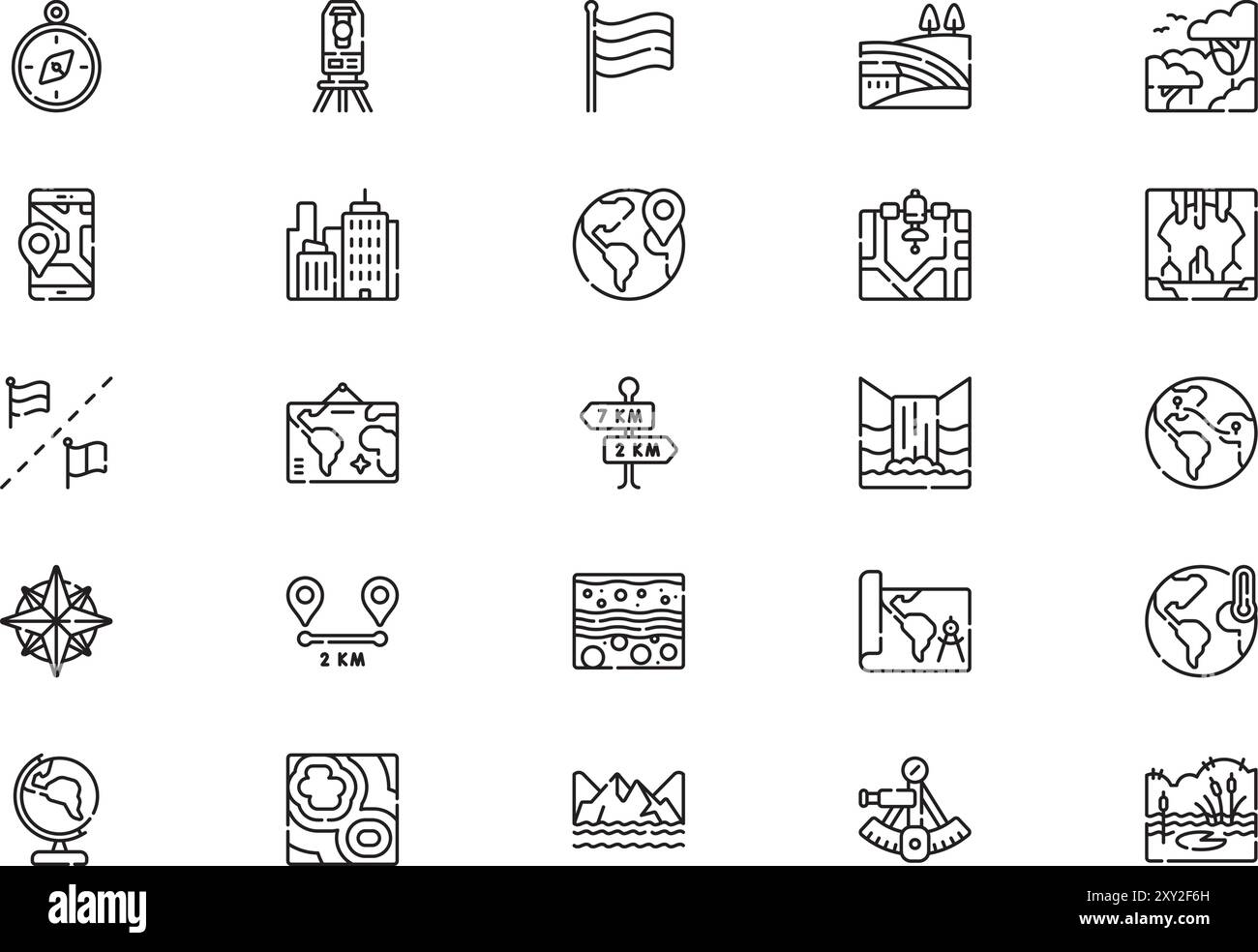 Geography icons collection is a vector illustration with editable ...