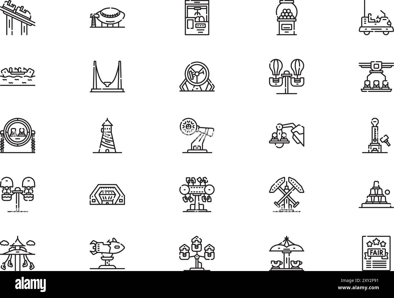 Fair icon collection is a vector illustration with editable stroke ...