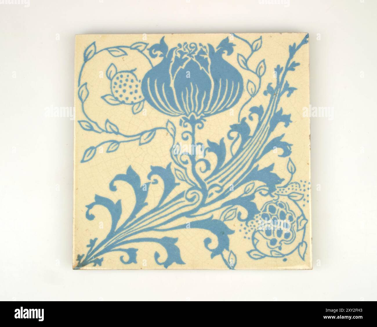 Antique 1880s Minton Arts and Crafts blue poppy pottery tile Stock ...