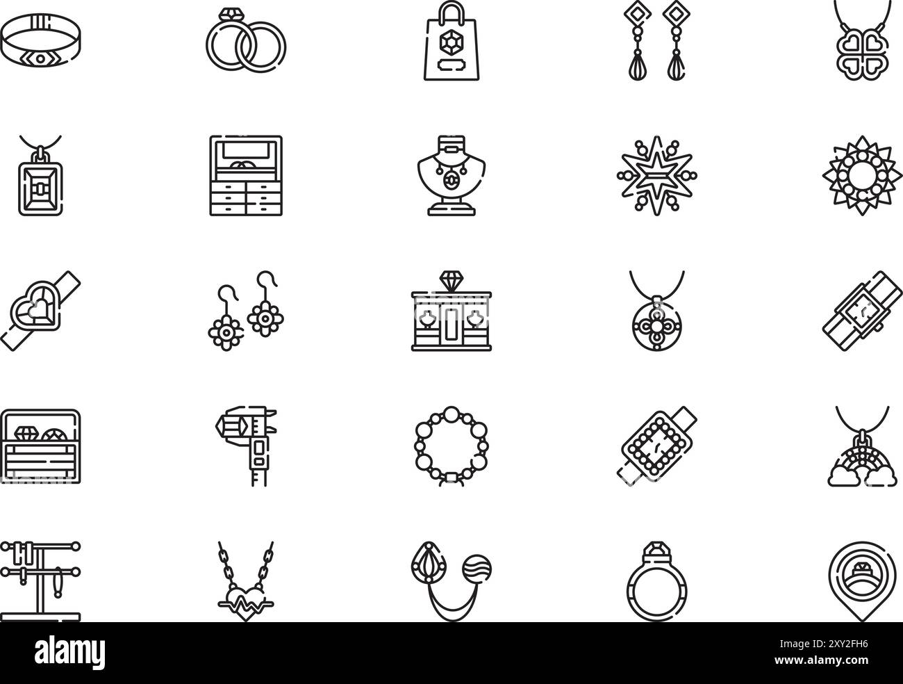 Jewelry icons collection is a vector illustration with editable stroke ...