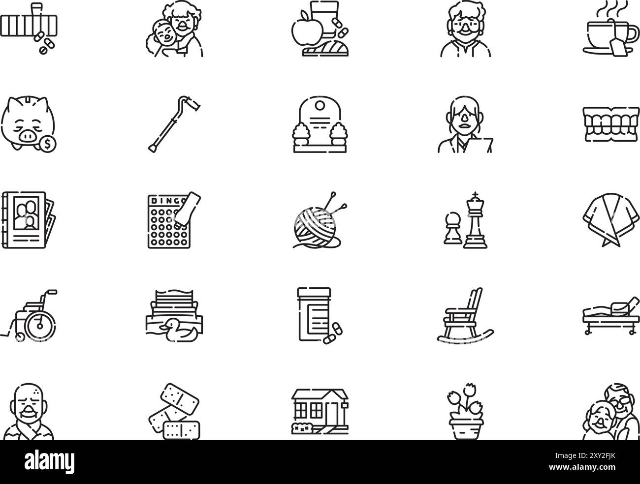 Old age icons collection is a vector illustration with editable stroke ...