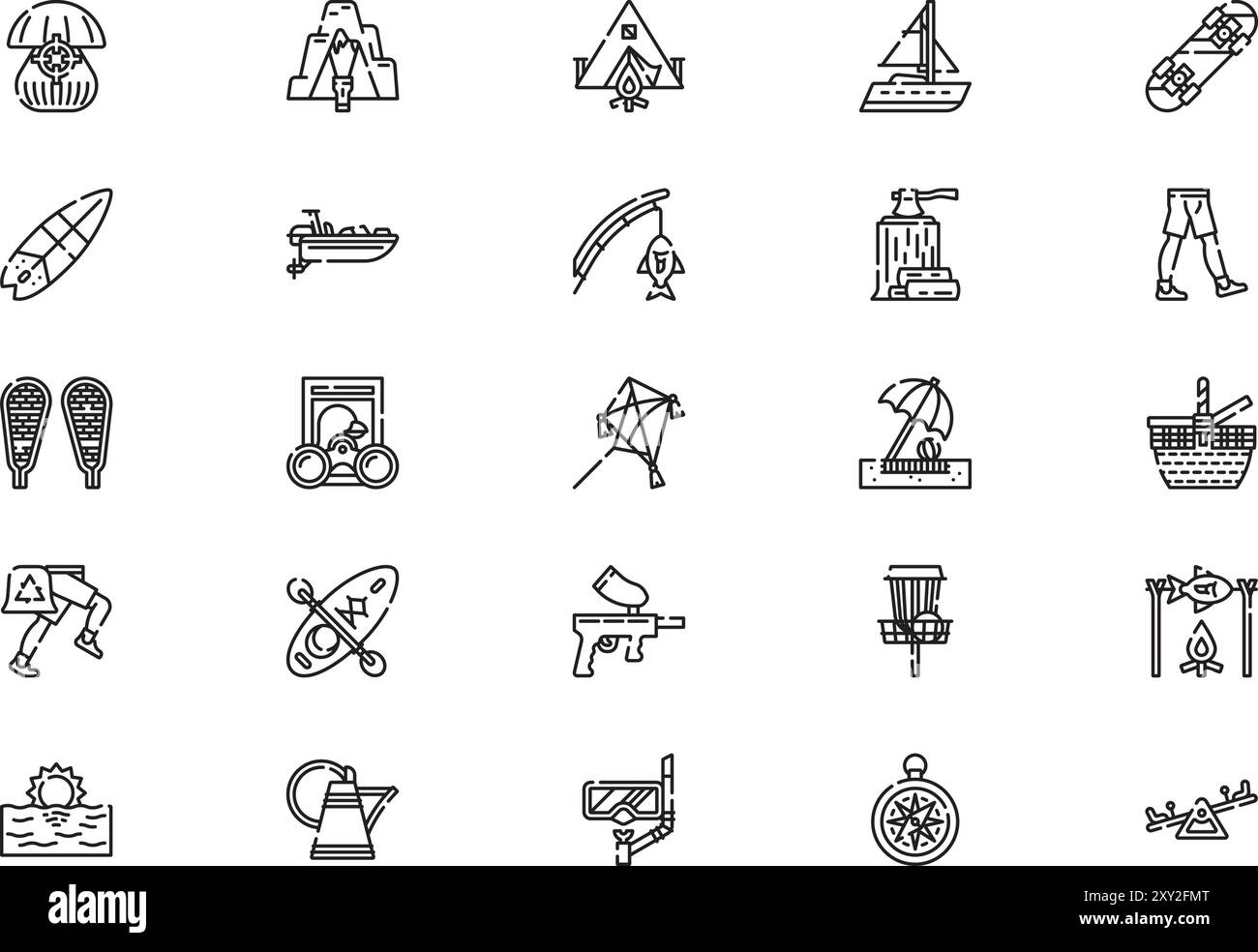 Outdoor activities icons collection is a vector illustration with editable stroke Stock Vector ...