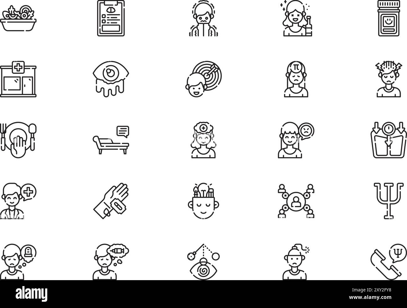 Anxiety and depression icons collection is a vector illustration with ...