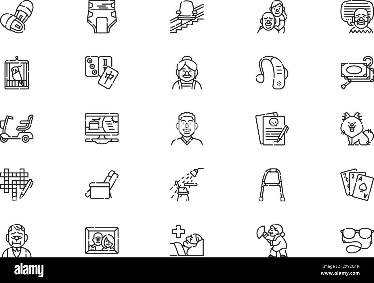 Old age icons collection is a vector illustration with editable stroke ...