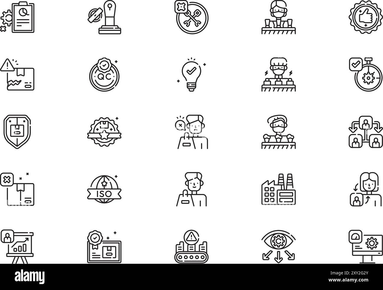 Quality control icons collection is a vector illustration with editable ...