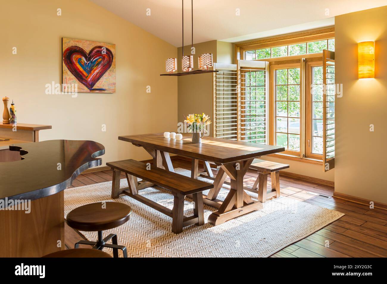 Kitchen table that looks like nice picnic table between kitchen and ...