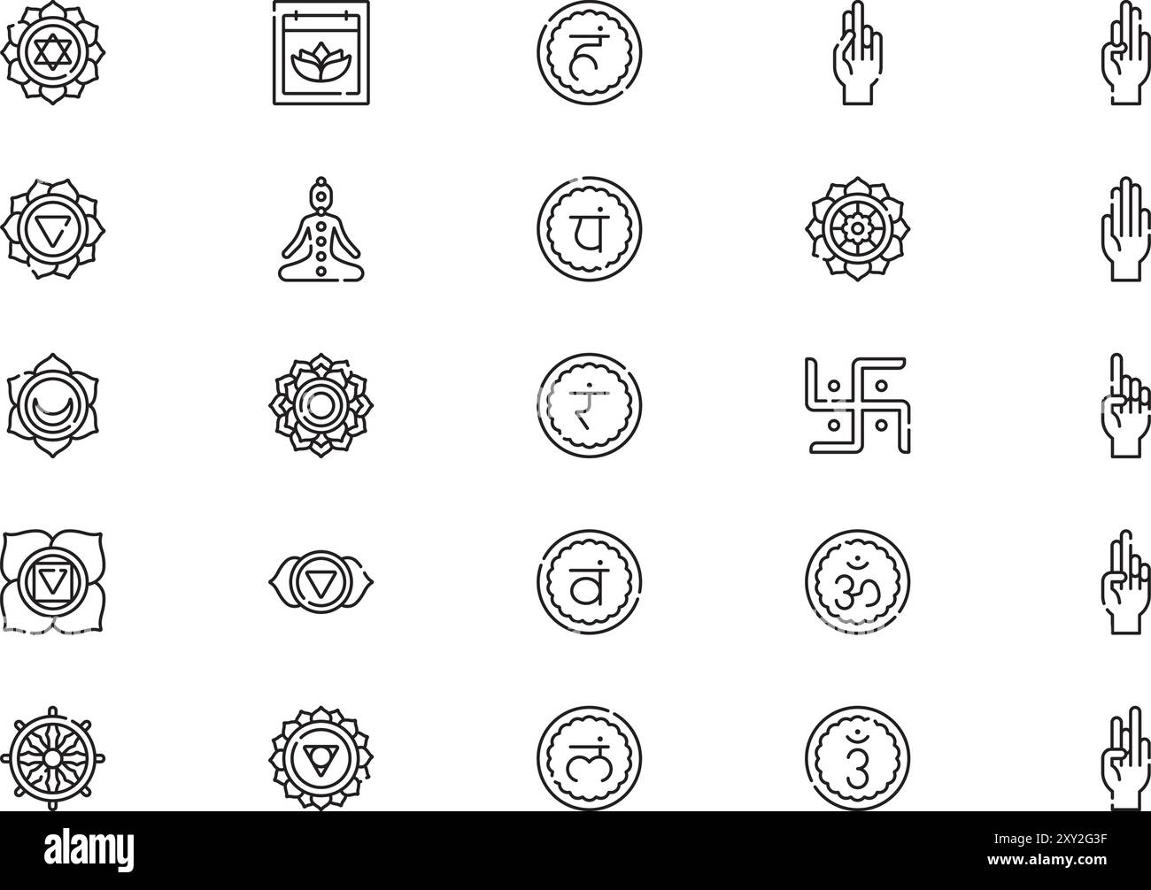 Chakras icons collection is a vector illustration with editable stroke ...