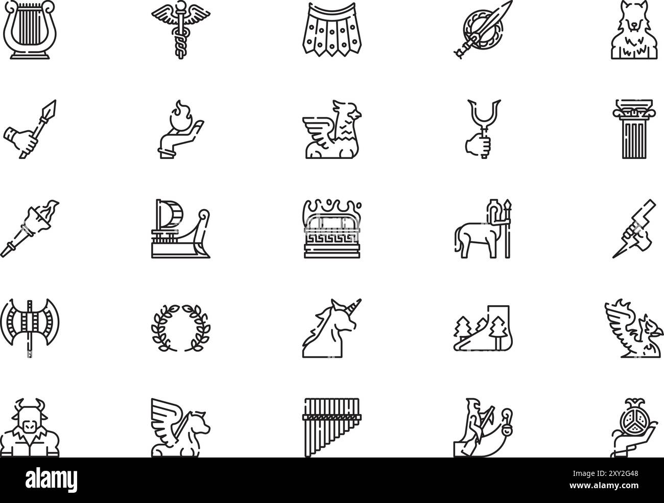 Greek mythology icons collection is a vector illustration with editable ...
