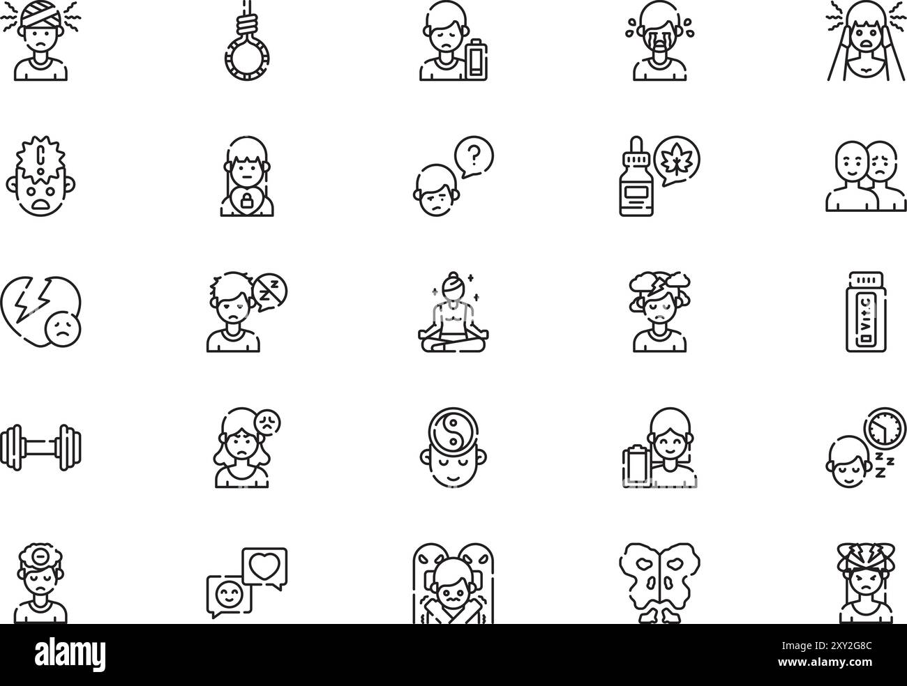 Anxiety and depression icons collection is a vector illustration with ...