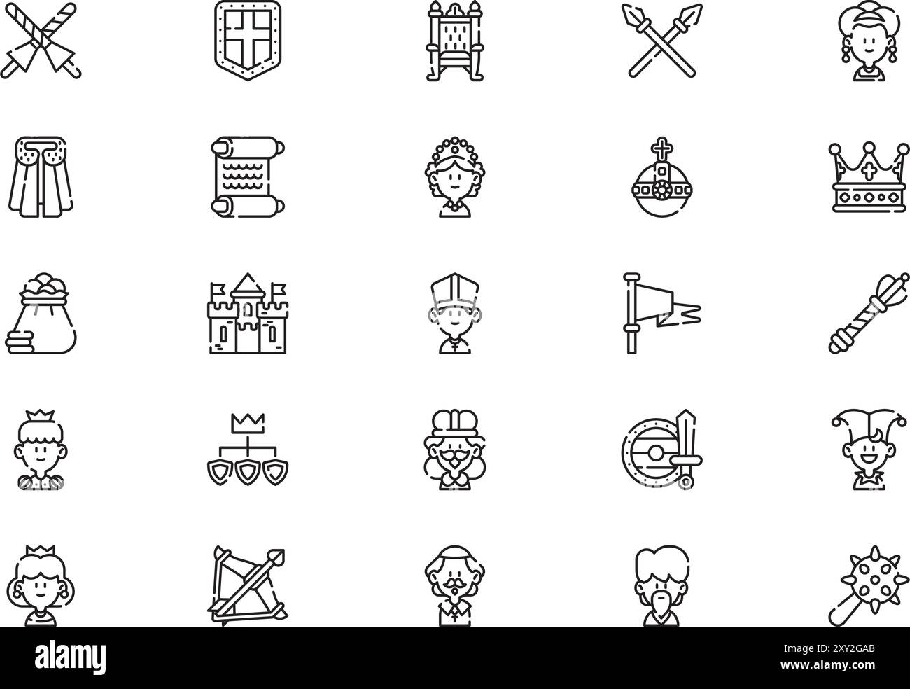 Royalty icons collection is a vector illustration with editable stroke ...