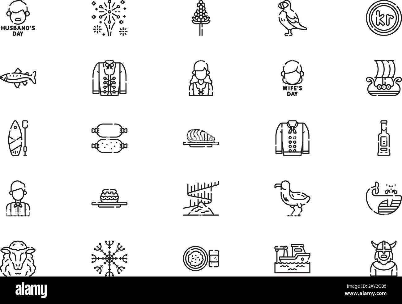 Iceland icons collection is a vector illustration with editable stroke ...