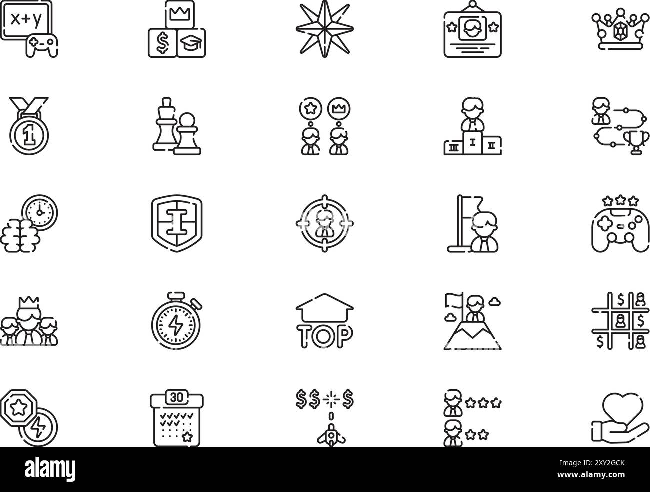 Gamification icons collection is a vector illustration with editable ...