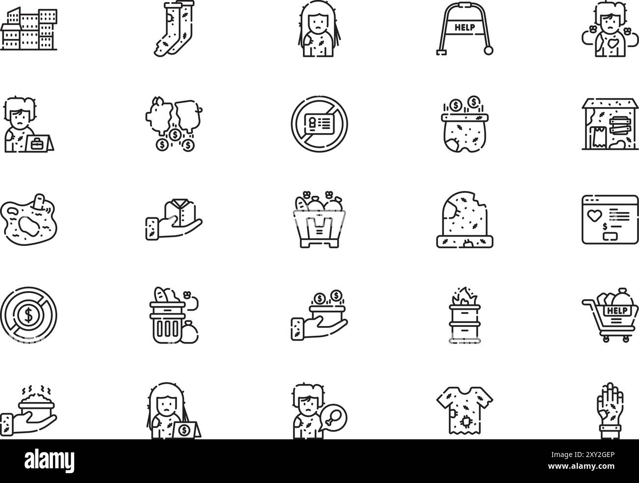 Poverty icons collection is a vector illustration with editable stroke ...