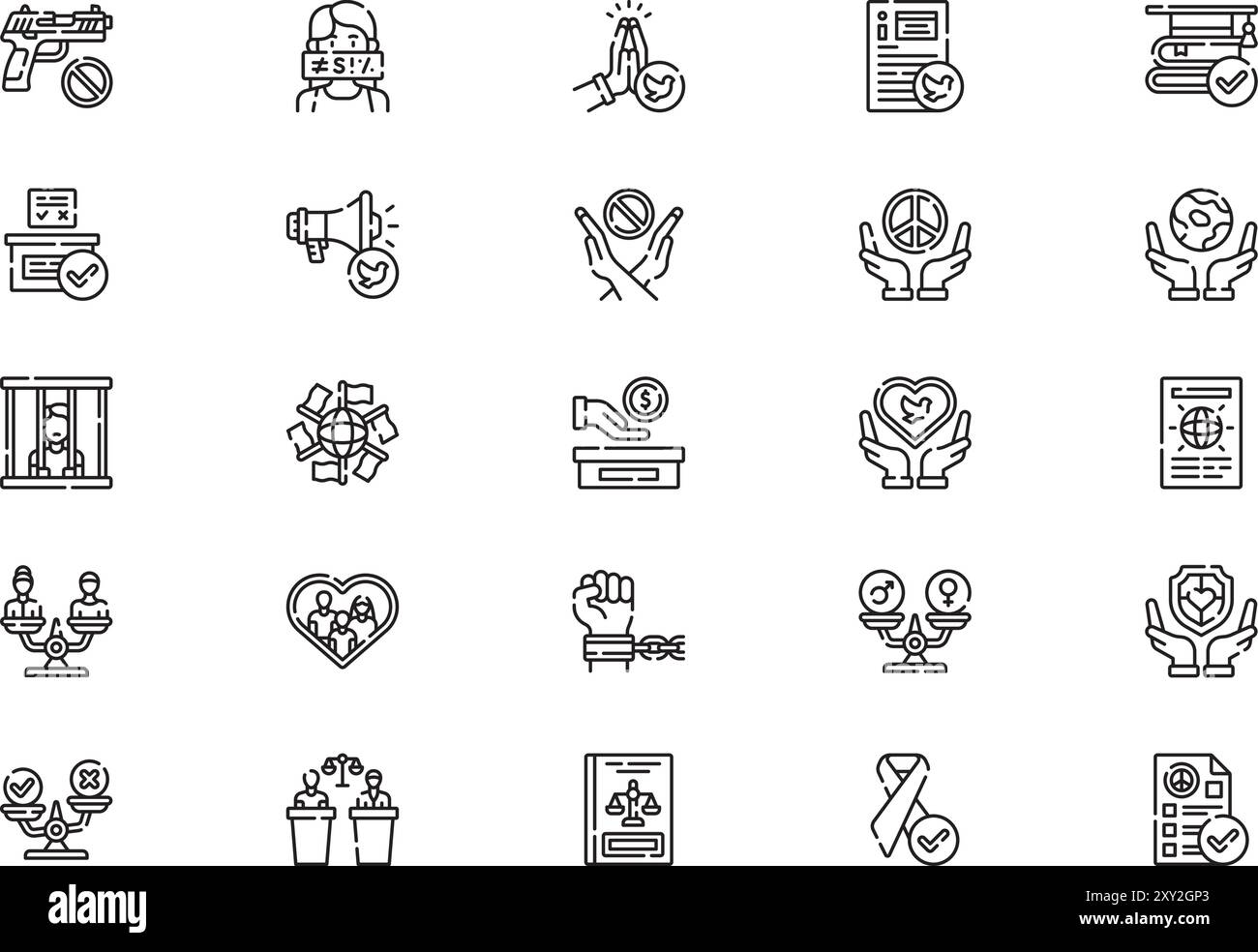 Human rights icons collection is a vector illustration with editable ...