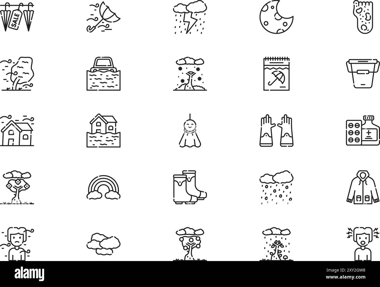 Monsoon icons collection is a vector illustration with editable stroke ...