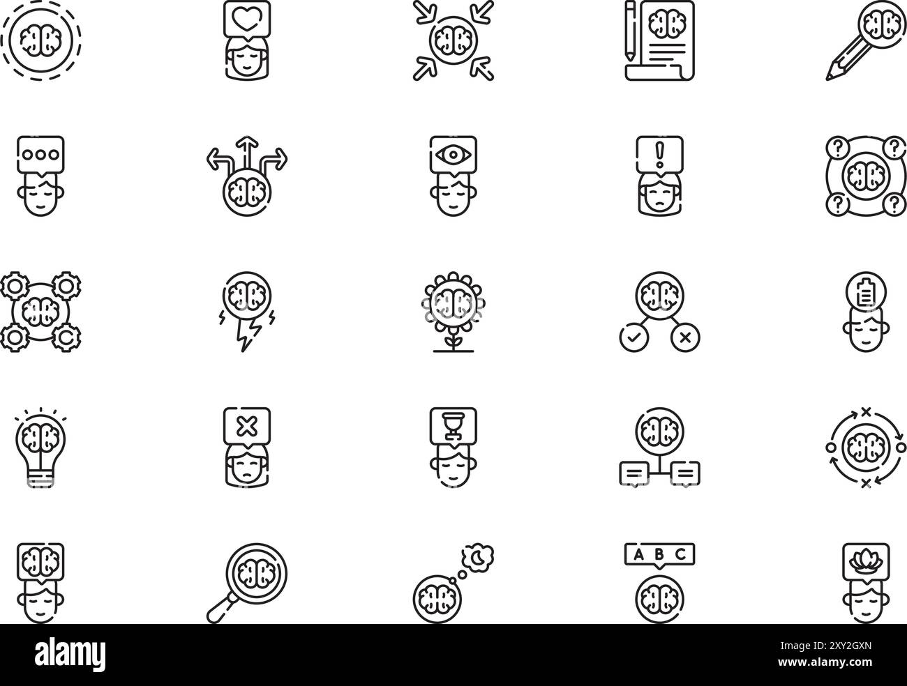 Brain process icons collection is a vector illustration with editable ...