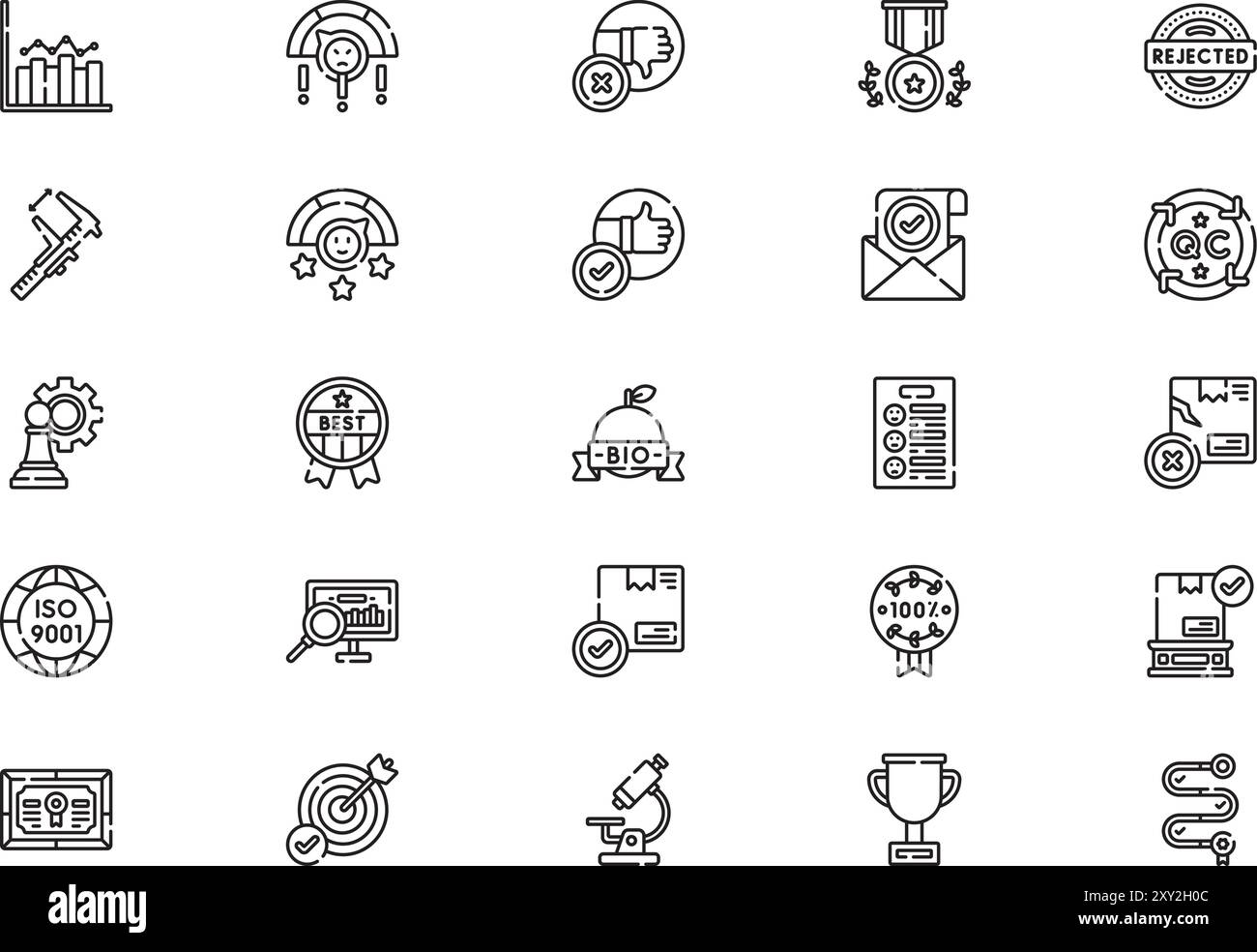 Quality control icons collection is a vector illustration with editable ...