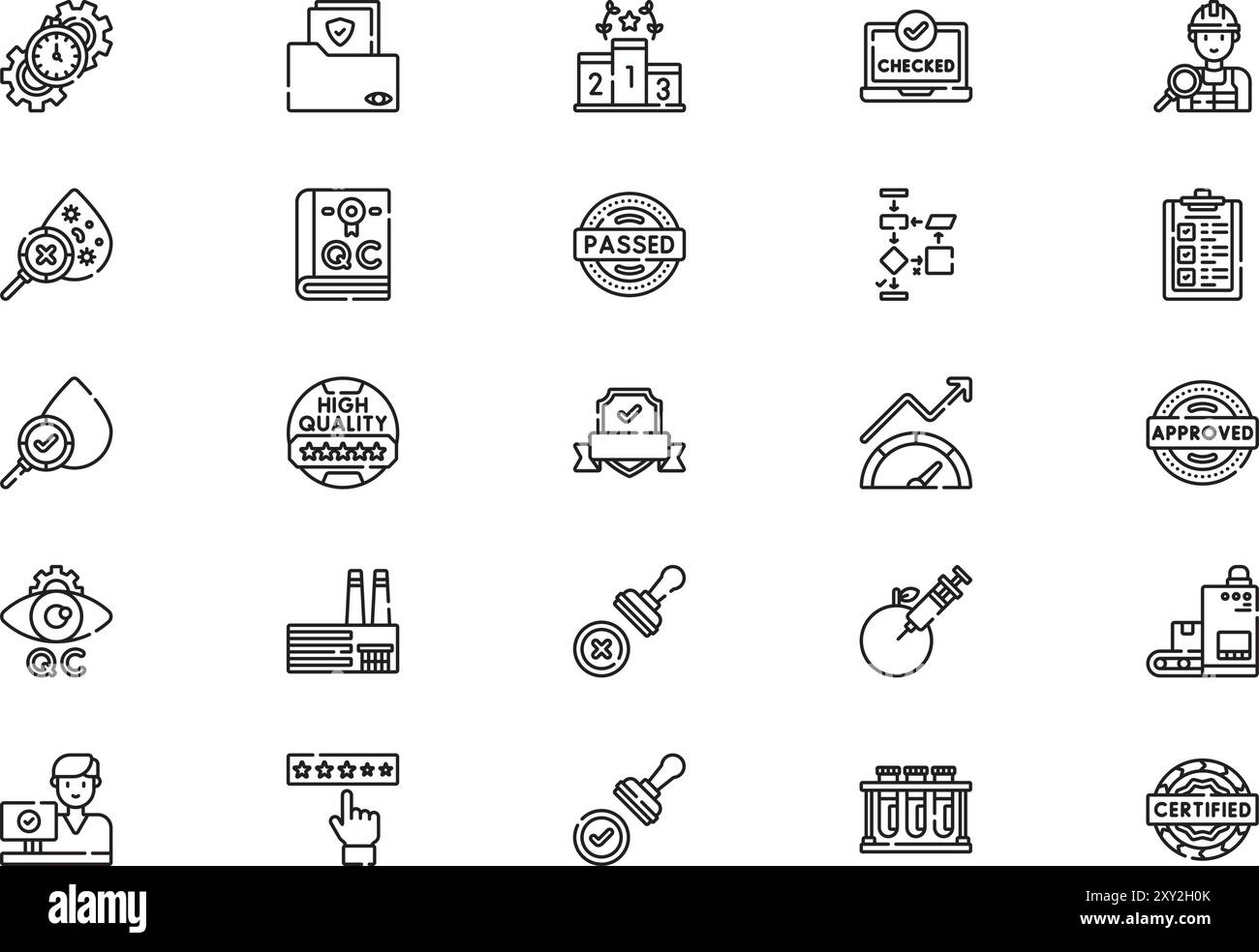 Quality Control Icons Collection Is A Vector Illustration With Editable