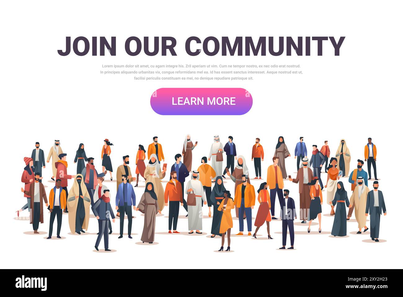 Diverse community people gathering concept Multicultural crowd in ...