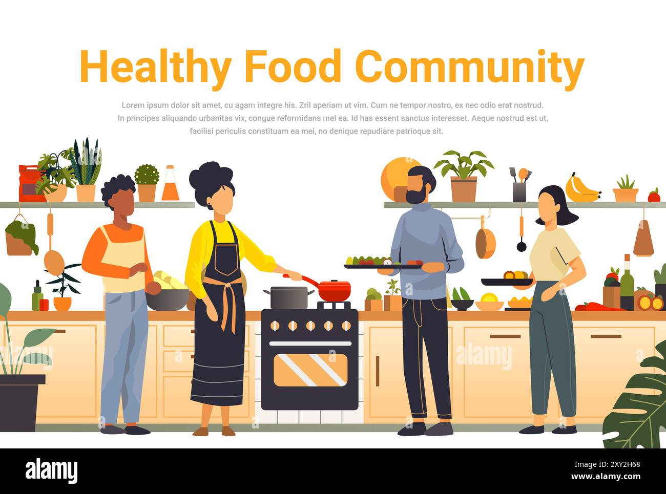 Healthy food home friends Stock Vector Images - Alamy