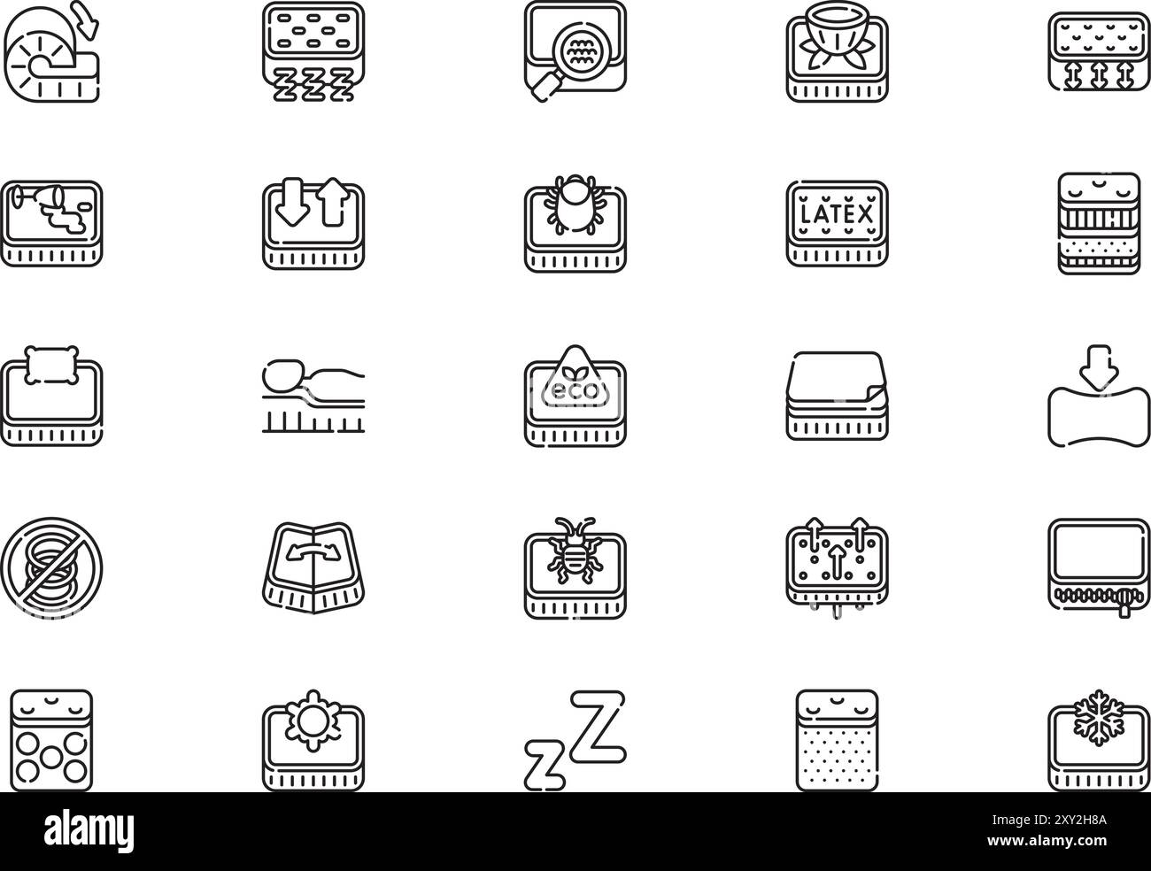 Mattress icons collection is a vector illustration with editable stroke ...