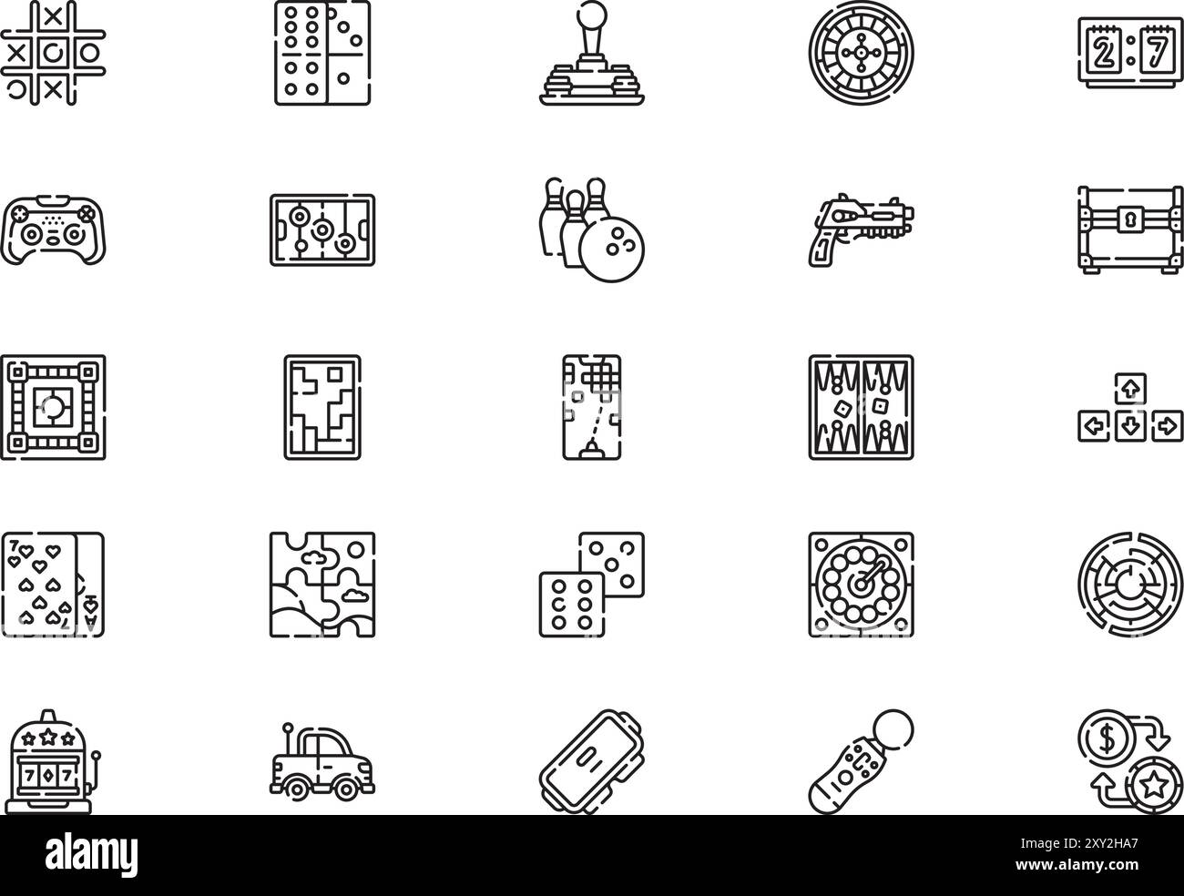 Games icons collection is a vector illustration with editable stroke ...