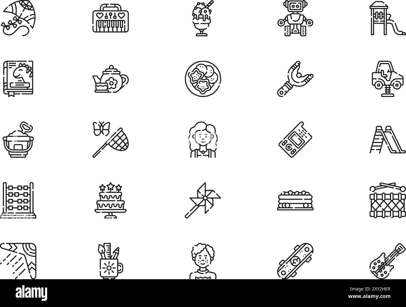 Children icons collection is a vector illustration with editable stroke ...